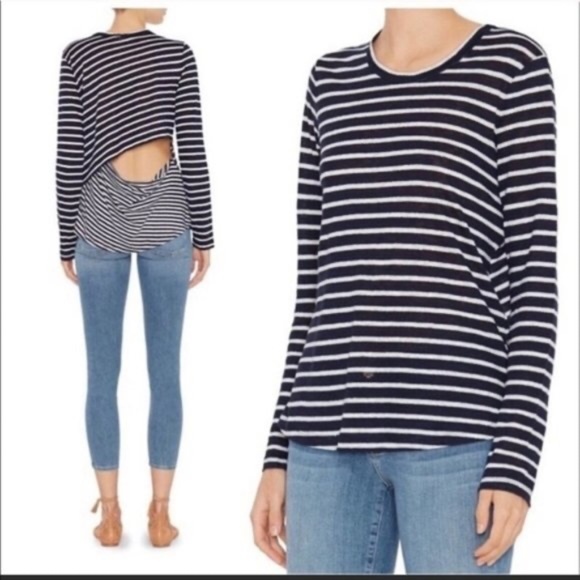 A.L.C. | Tops | Alc Combo Navy Stripe Open Back Tee Shirt Long Sleeve ...